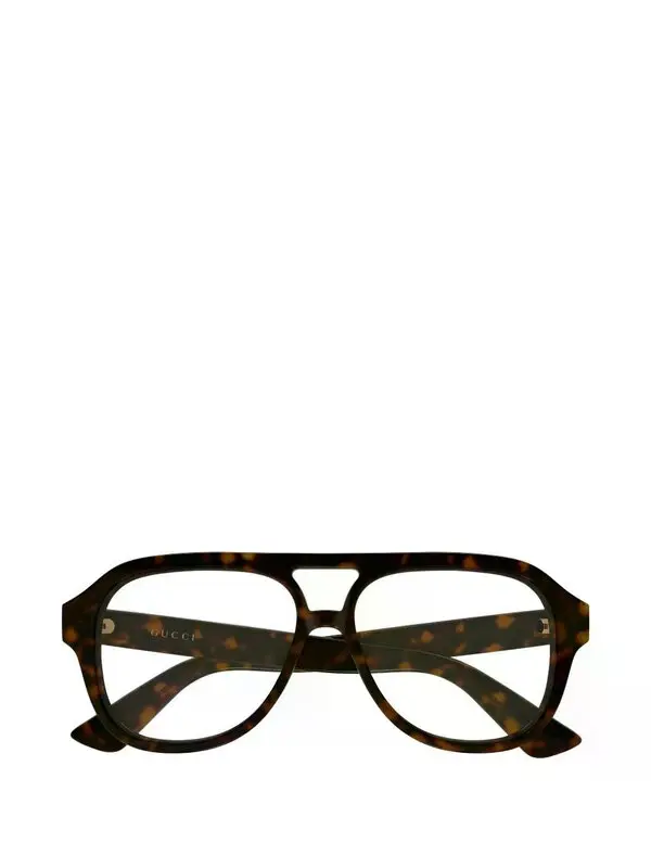 Gucci Tortoiseshell-effect Pilot-frame Glasses