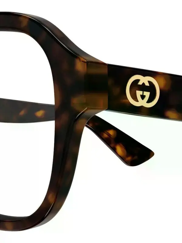 Gucci Tortoiseshell-effect Pilot-frame Glasses