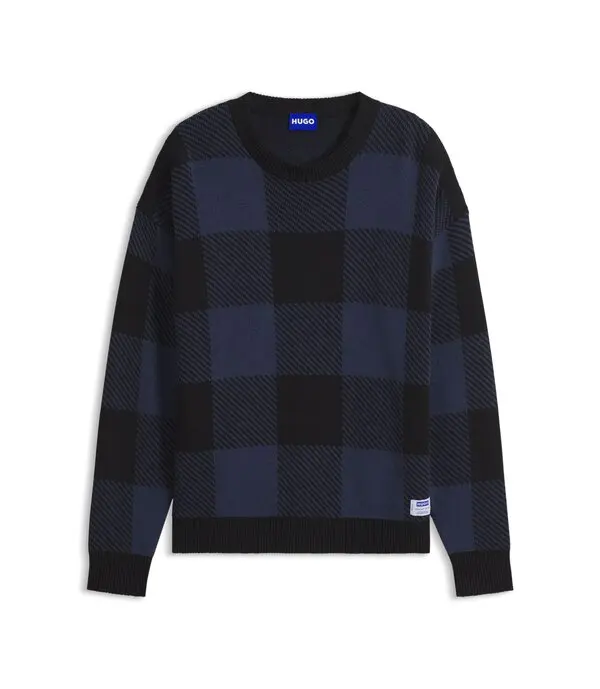 Hugo Relaxed-fit Sweater With Buffalo Check
