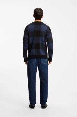 Hugo Relaxed-fit Sweater With Buffalo Check