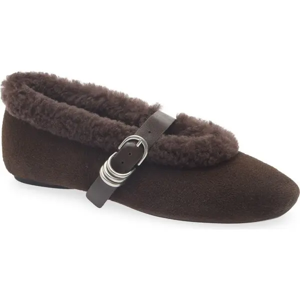 Rag & Bone Spire Genuine Shearling Mary Jane Leather Flat - Dccsd