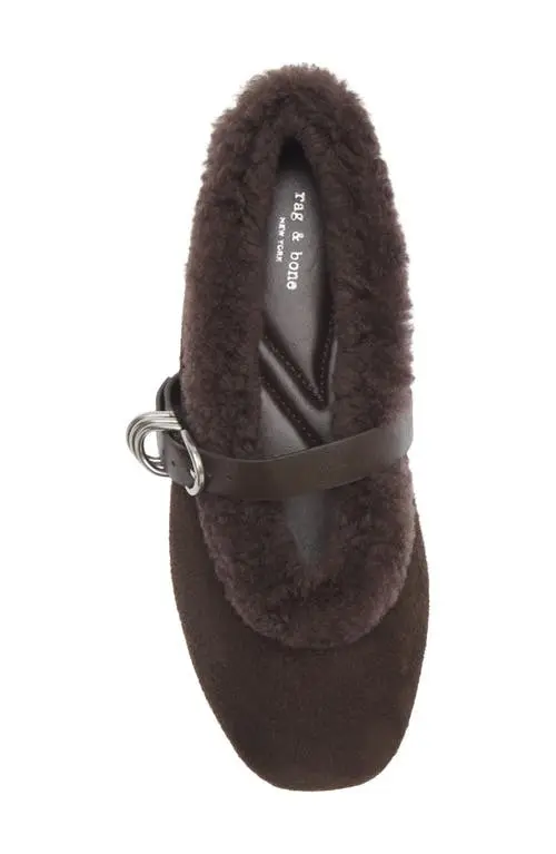 Rag & Bone Spire Genuine Shearling Mary Jane Leather Flat - Dccsd