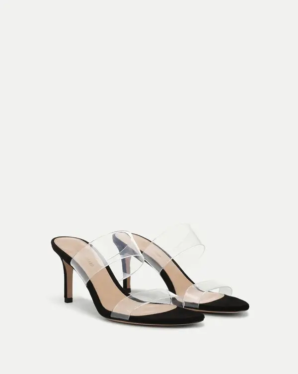 Veronica Beard Asha Mid-heel Sandal Clear Black