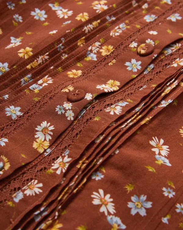 Veronica Beard Lollie Floral Button-down Blouse - Rust Multi