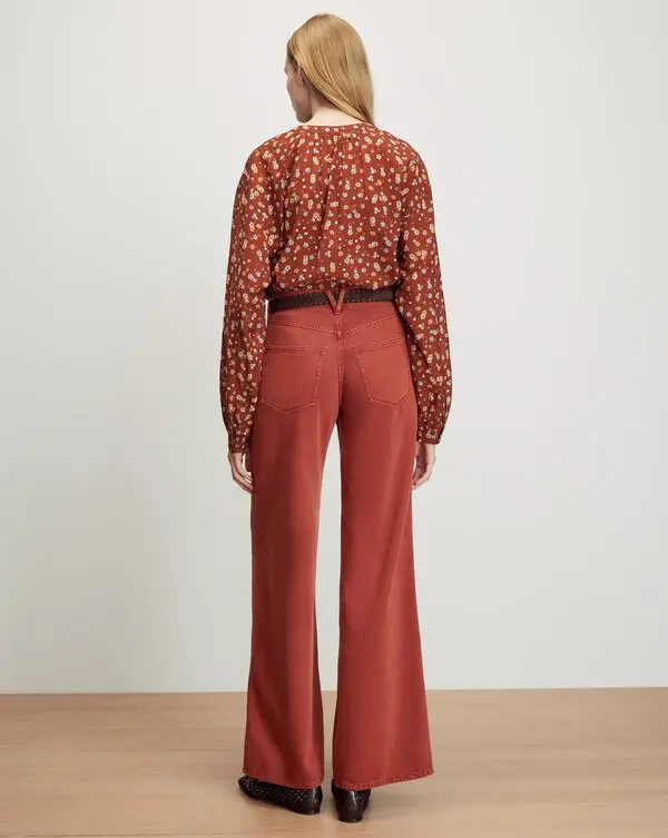 Veronica Beard Lollie Floral Button-down Blouse - Rust Multi