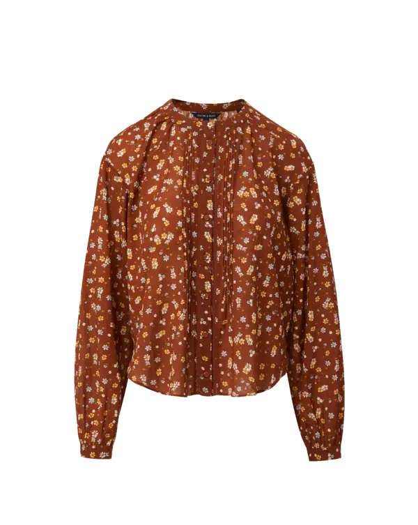 Veronica Beard Lollie Floral Button-down Blouse - Rust Multi