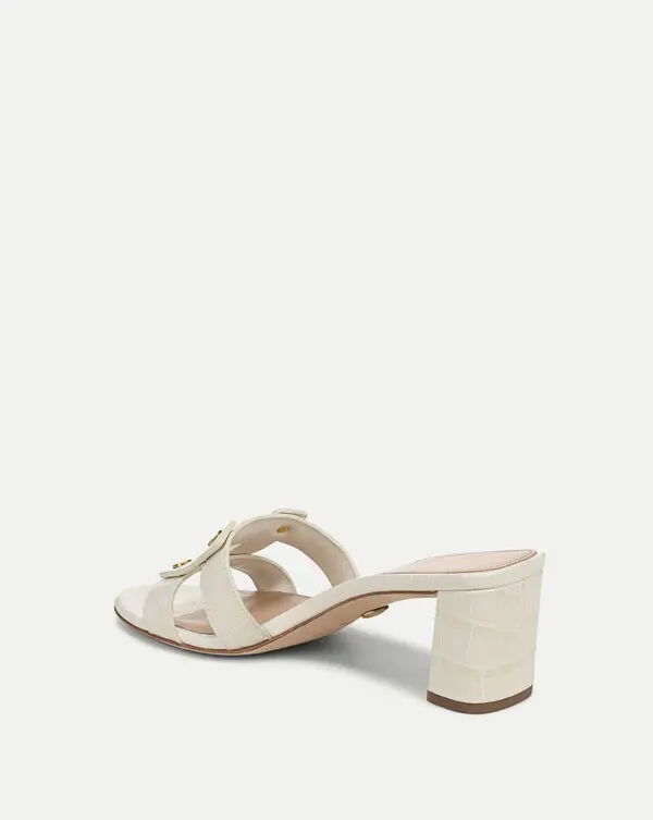 Veronica Beard Via Croc-embossed Mid-heel Sandal - Ecru