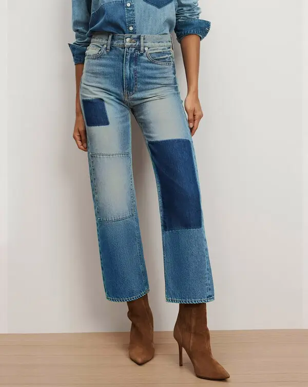 Veronica Beard Dylan Patchwork Straight-leg Jean