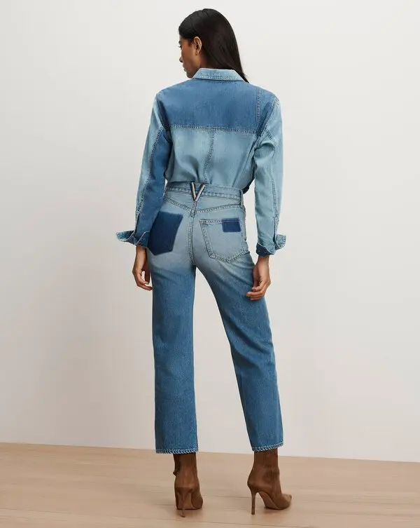 Veronica Beard Dylan Patchwork Straight-leg Jean
