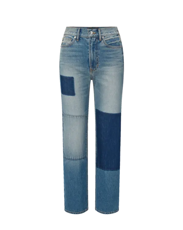 Veronica Beard Dylan Patchwork Straight-leg Jean