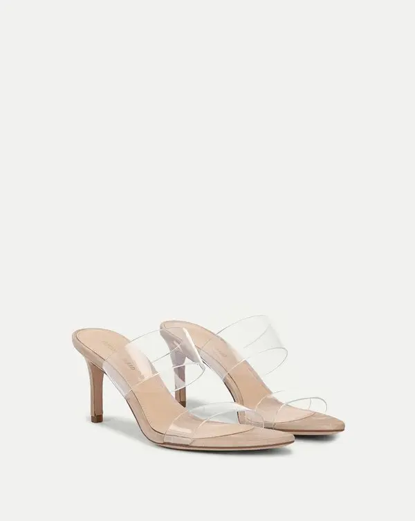 Veronica Beard Asha Mid-heel Sandal Sand Clear