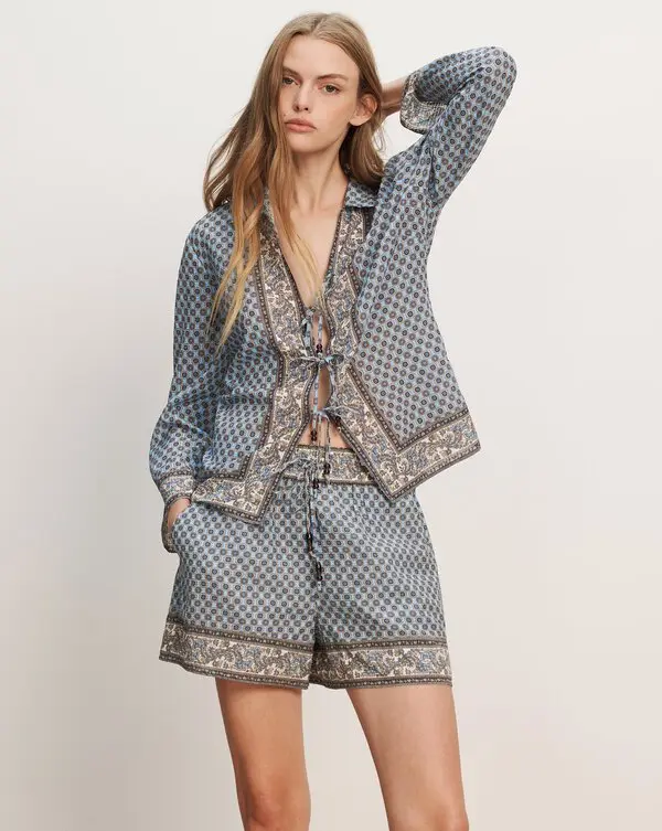 Veronica Beard Eva Scarf-print Blouse