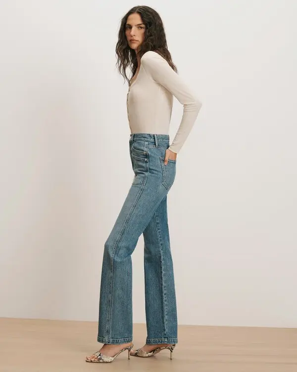 Veronica Beard Dylan Patch-pocket Straight-leg Jean