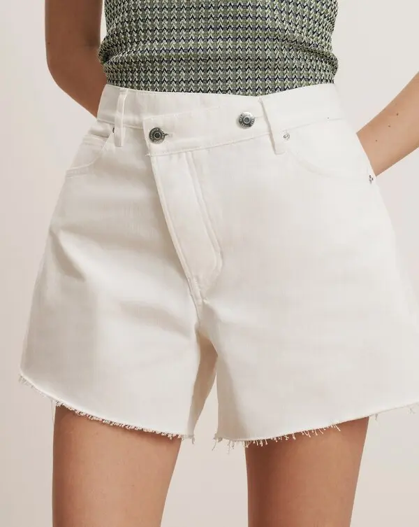 Veronica Beard Ellis Crossover-waistband Denim Short
