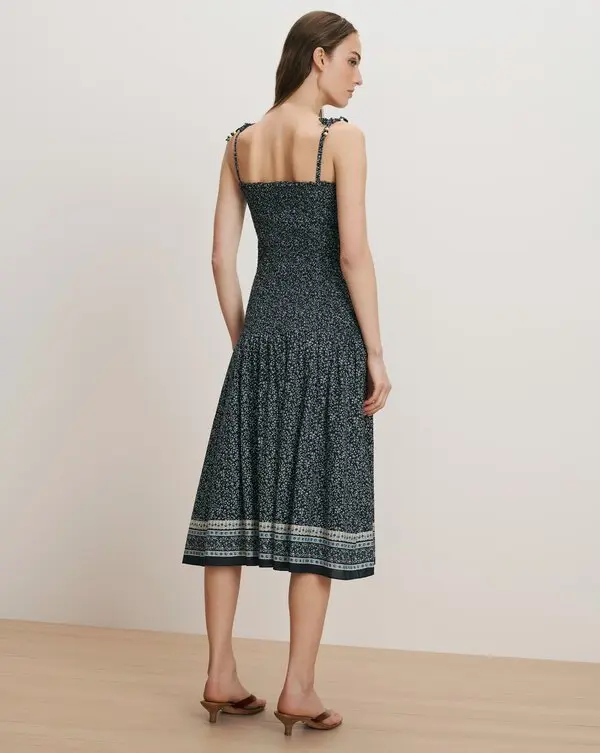 Veronica Beard Marietta Smocked Midi Dress