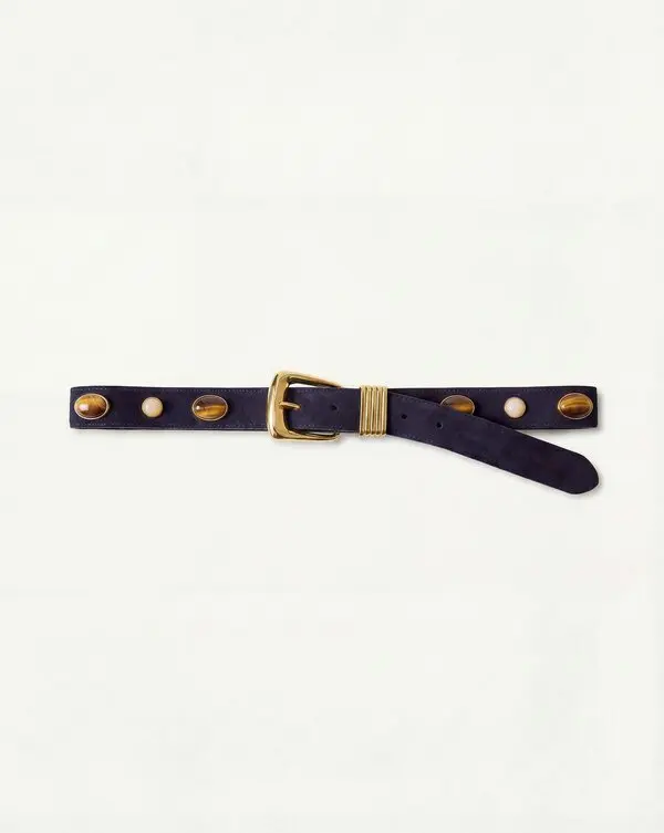 Veronica Beard Arch Embellished Suede Belt