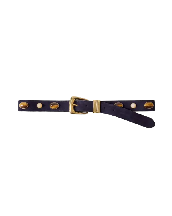 Veronica Beard Arch Embellished Suede Belt