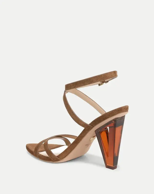 Veronica Beard Lanaya Suede Ankle-wrap Sandal - Chestnut