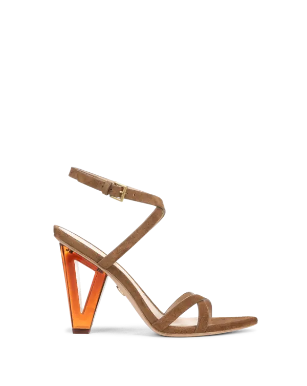 Veronica Beard Lanaya Suede Ankle-wrap Sandal - Chestnut