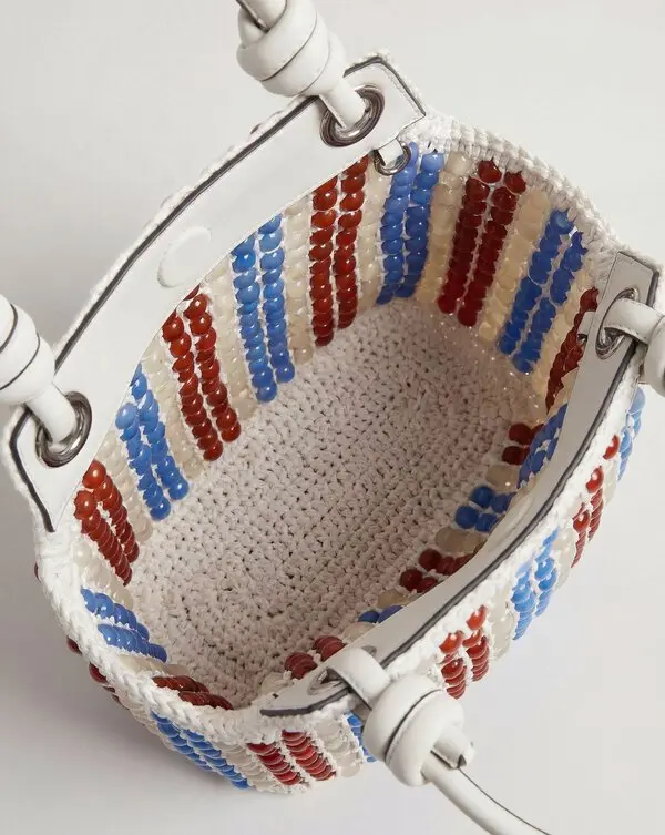 Veronica Beard Small Beaded Slouch Bag - Off-white Multi