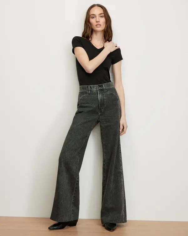 Veronica Beard Grant Studded Wide-leg Jean - Tornado