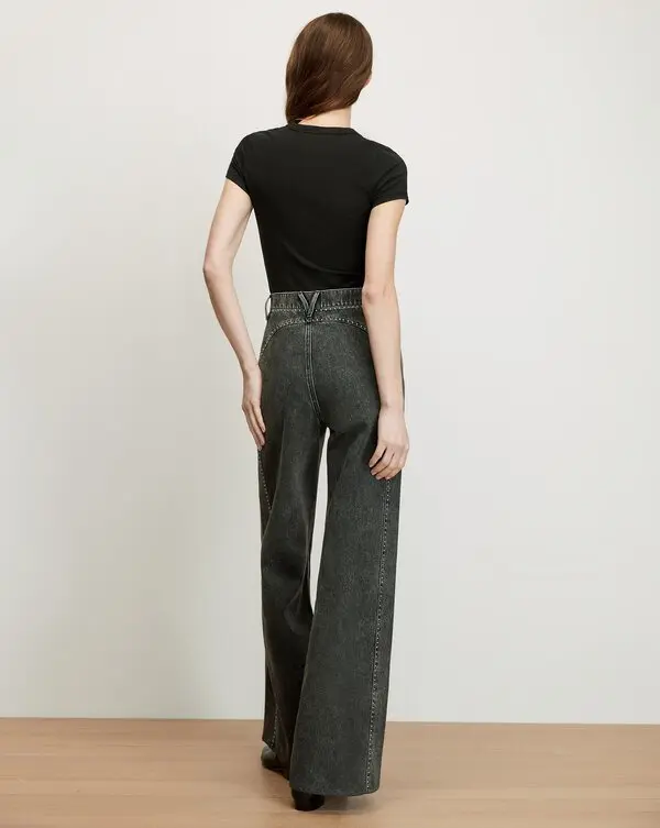 Veronica Beard Grant Studded Wide-leg Jean - Tornado