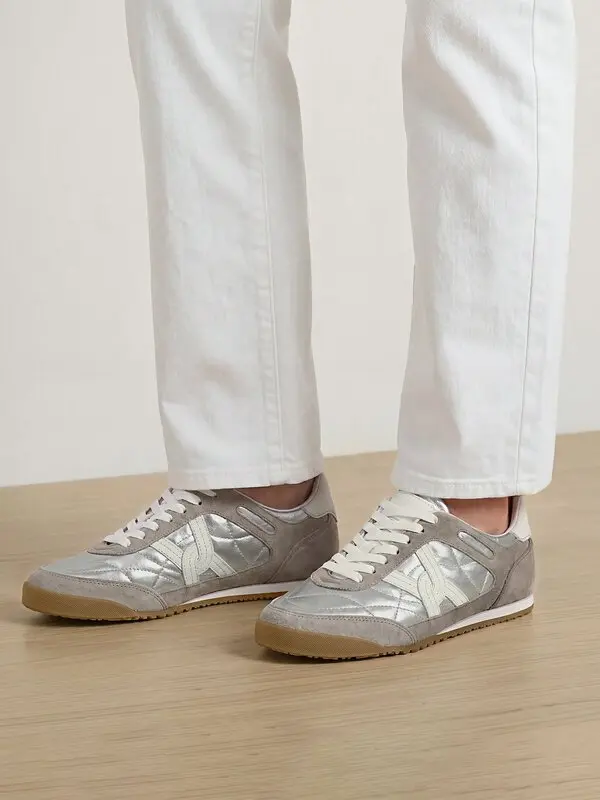 Veronica Beard Natalia Suede Sneaker Silver Grey