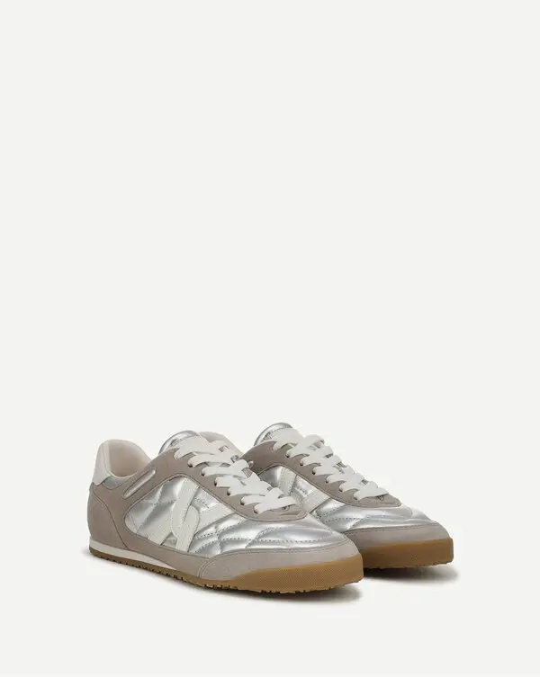 Veronica Beard Natalia Suede Sneaker Silver Grey