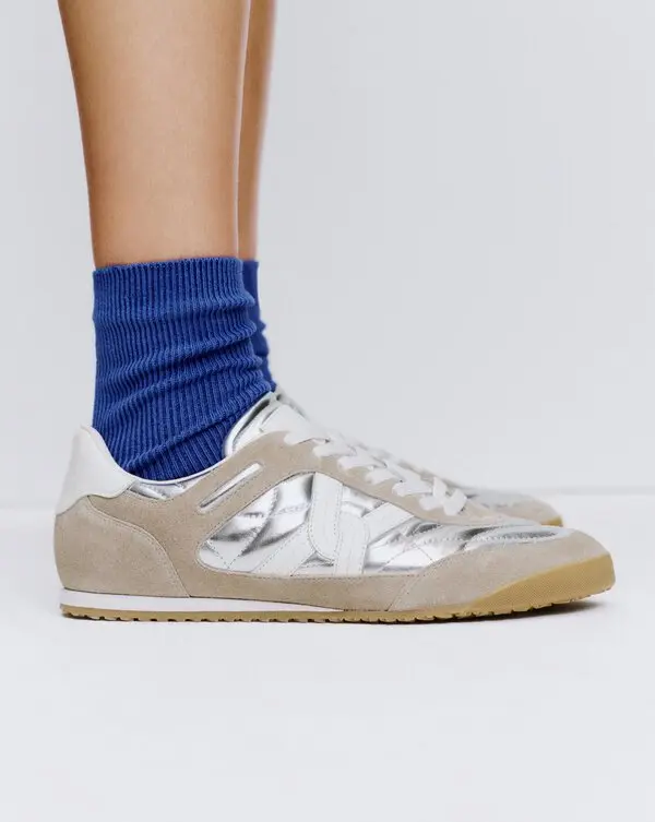 Veronica Beard Natalia Suede Sneaker Silver Grey
