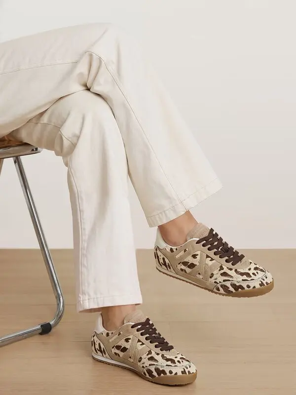 Veronica Beard Natalia Calf Hair Sneaker Sand Brown Multi
