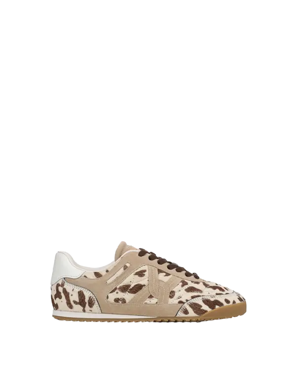 Veronica Beard Natalia Calf Hair Sneaker Sand Brown Multi