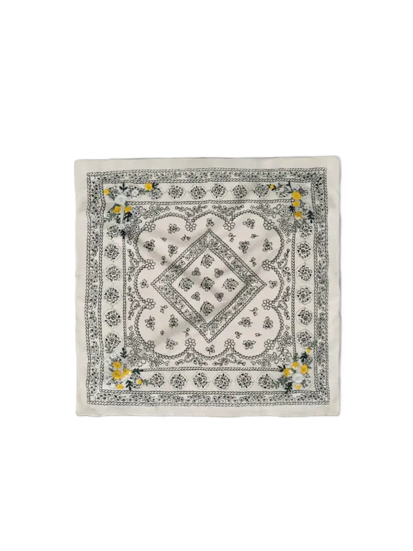 Veronica Beard Embroidered Bandana Ecru Navy