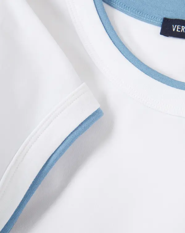 Veronica Beard Devin Crewneck T-shirt White Blue River - White/blue River