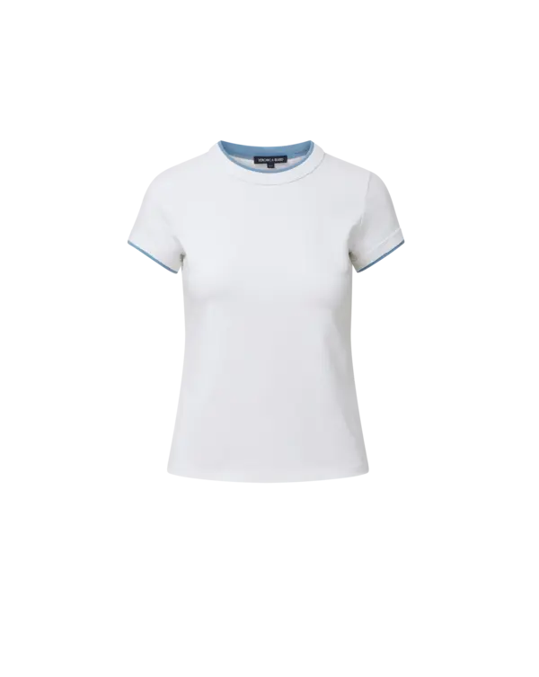 Veronica Beard Devin Crewneck T-shirt White Blue River - White/blue River