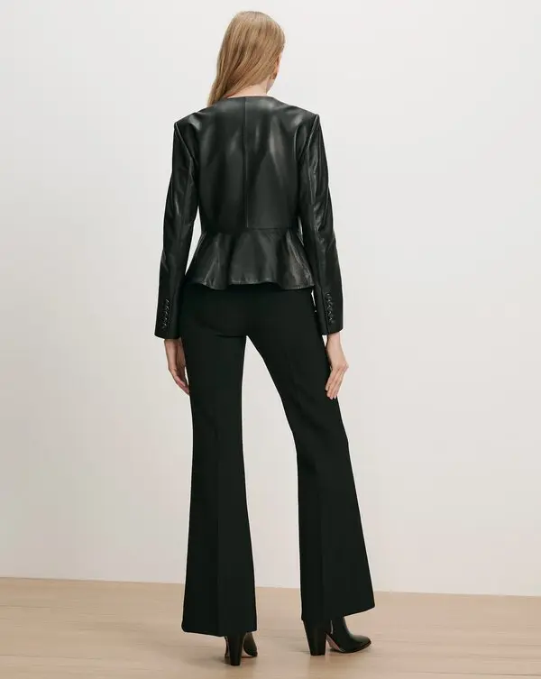 Veronica Beard Quinn Leather Peplum Jacket