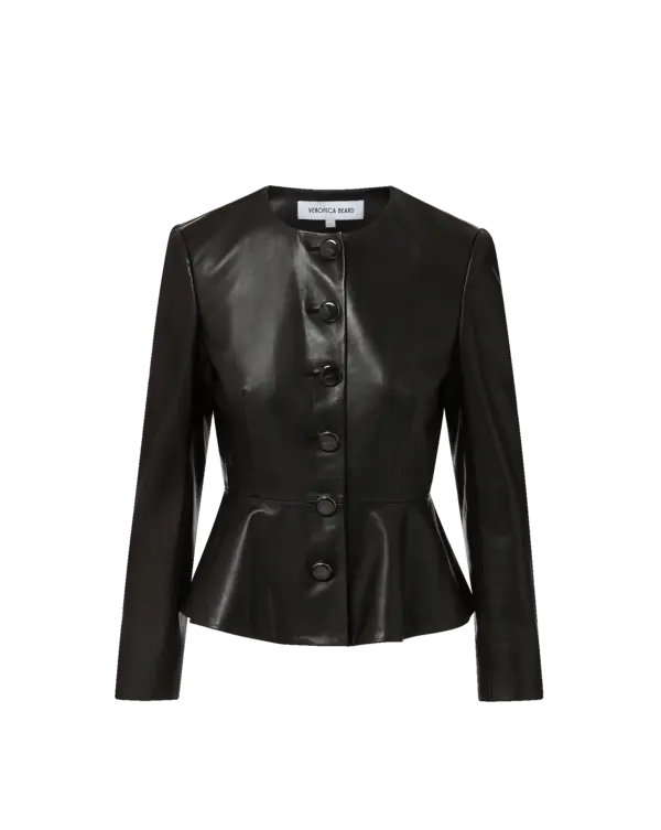 Veronica Beard Quinn Leather Peplum Jacket