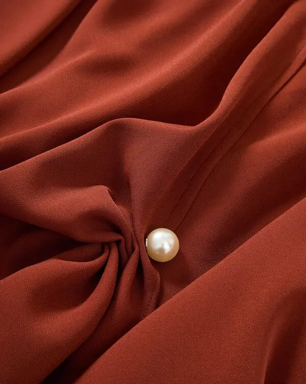 Veronica Beard Drew Brooch Blouse - Rust