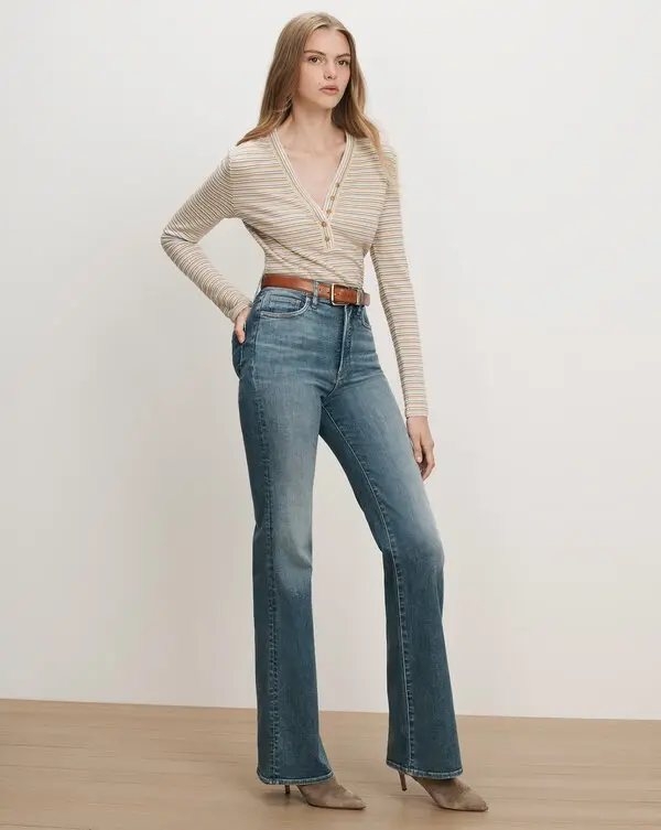 Veronica Beard Faelan Striped Henley Shirt