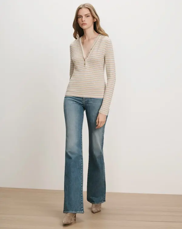 Veronica Beard Faelan Striped Henley Shirt