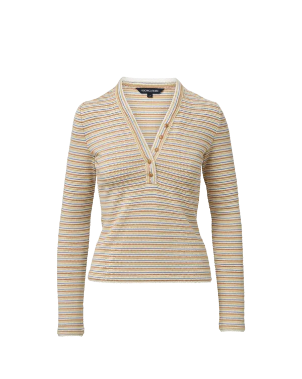 Veronica Beard Faelan Striped Henley Shirt