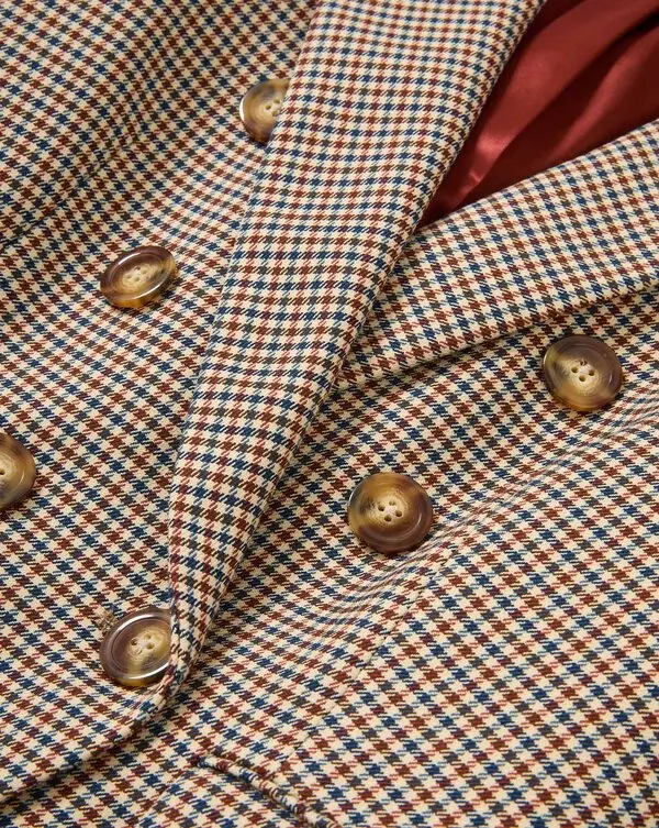 Veronica Beard Miller Houndstooth Dickey Jacket Rust Navy Multi