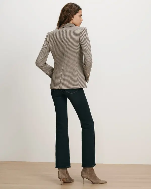 Veronica Beard Miller Houndstooth Dickey Jacket Rust Navy Multi