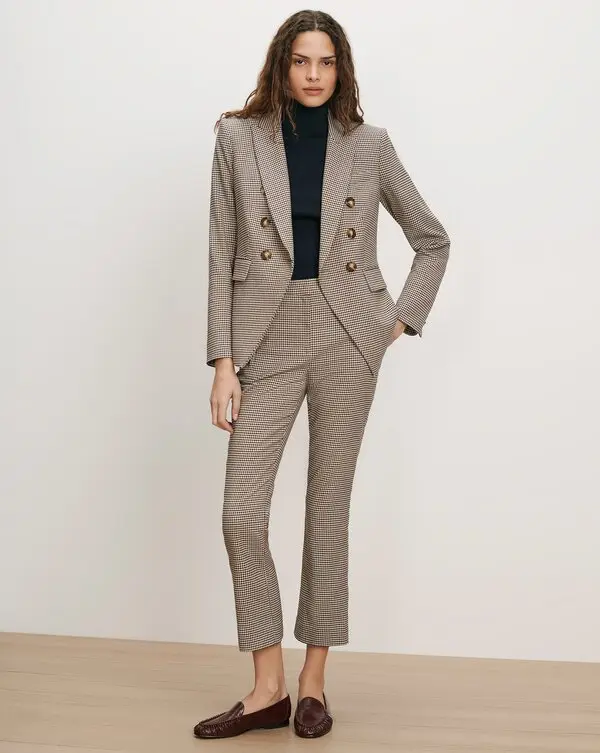 Veronica Beard Miller Houndstooth Dickey Jacket Rust Navy Multi
