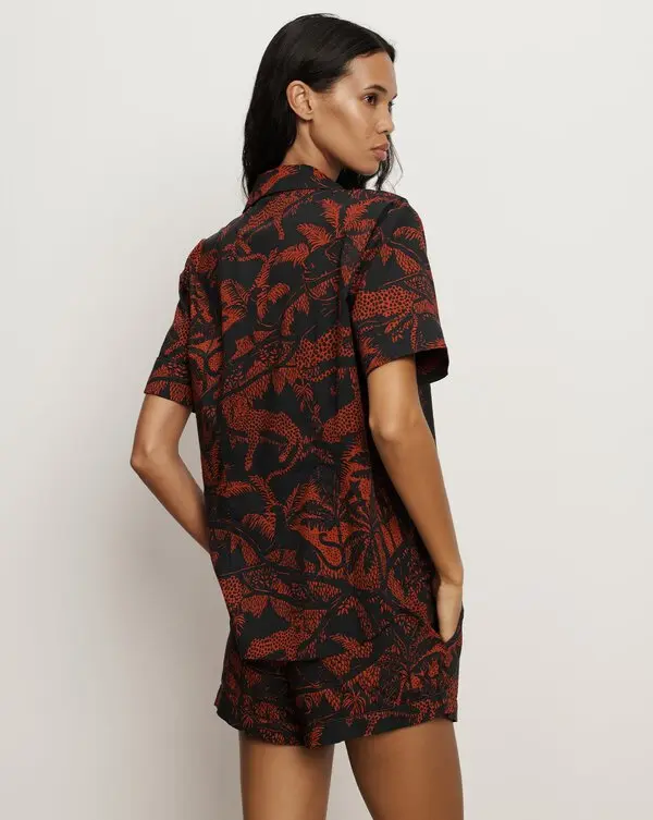 Veronica Beard Short-sleeve Cotton Pajama Set Black Red