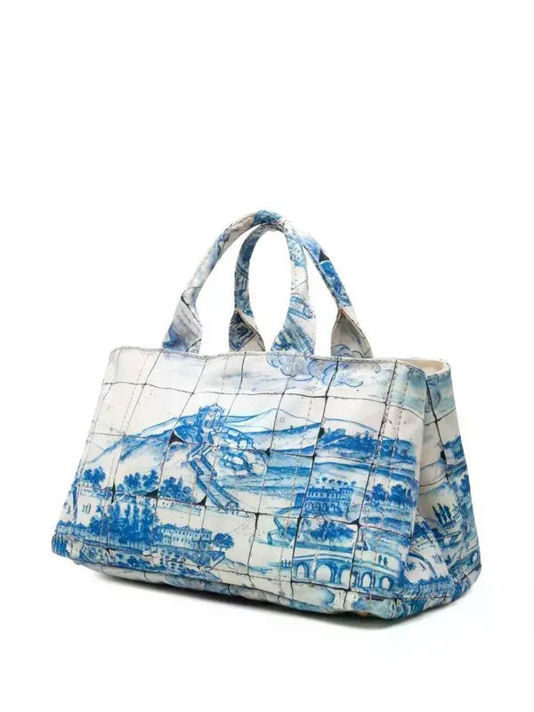 Prada 2013-2026 Large Canvas Canapa Azulejos Satchel