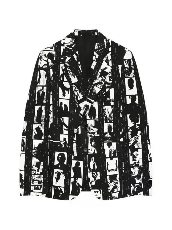 Givenchy Fitted Jacket In Cotton With Photographic Negative - Black