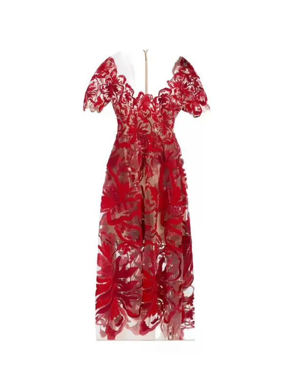 Elie Saab Sequin-embellished Midi Dress - Red