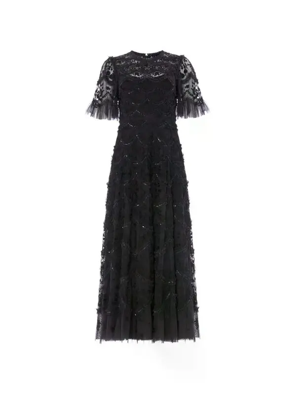 NEEDLE & THREAD Sequin-embellished Ruffled Maxi Dress