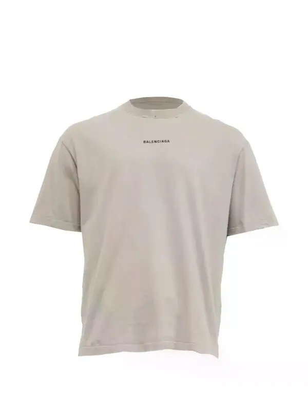 Balenciaga Distressed Logo-print T-shirt - Neutrals