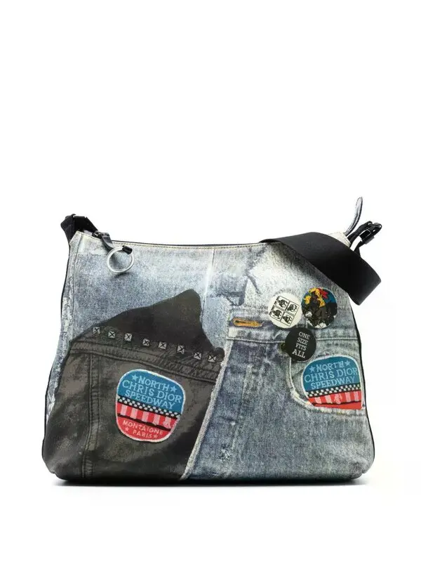 Dior 2001 Printed Denim Speedway Crossbody Bag